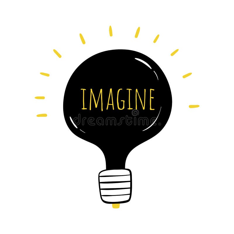 Vector Illustration in Scandinavian Style. Black Light Bulb with the ...