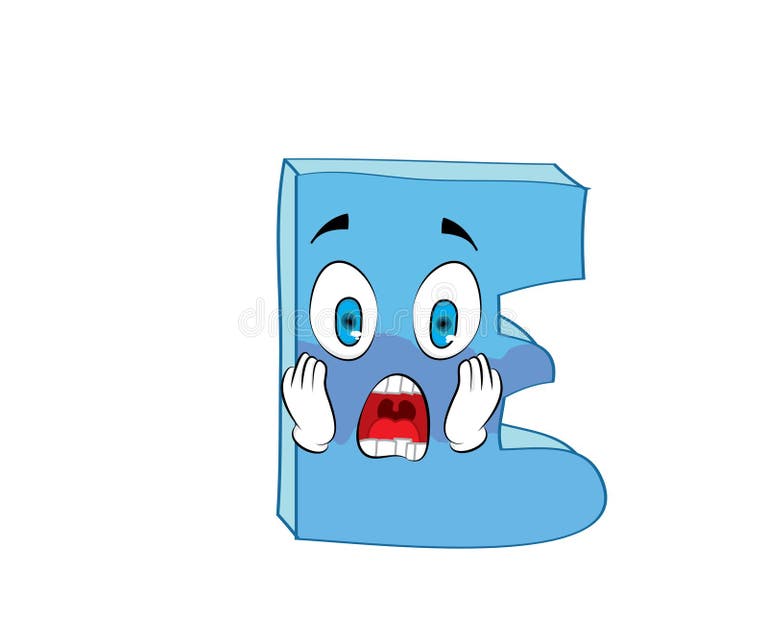 Scared Illustration of Blue E Letter Stock Illustration - Illustration ...