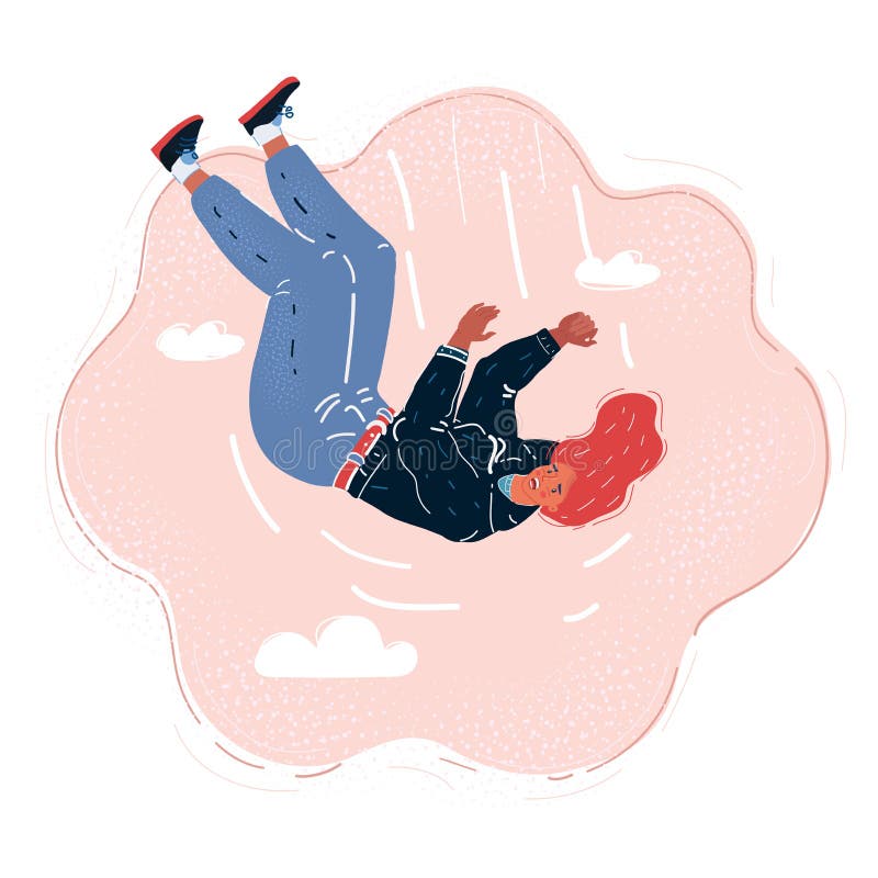 Vector Illustration of a Scared Woman Falling Down. Stock Illustration ...