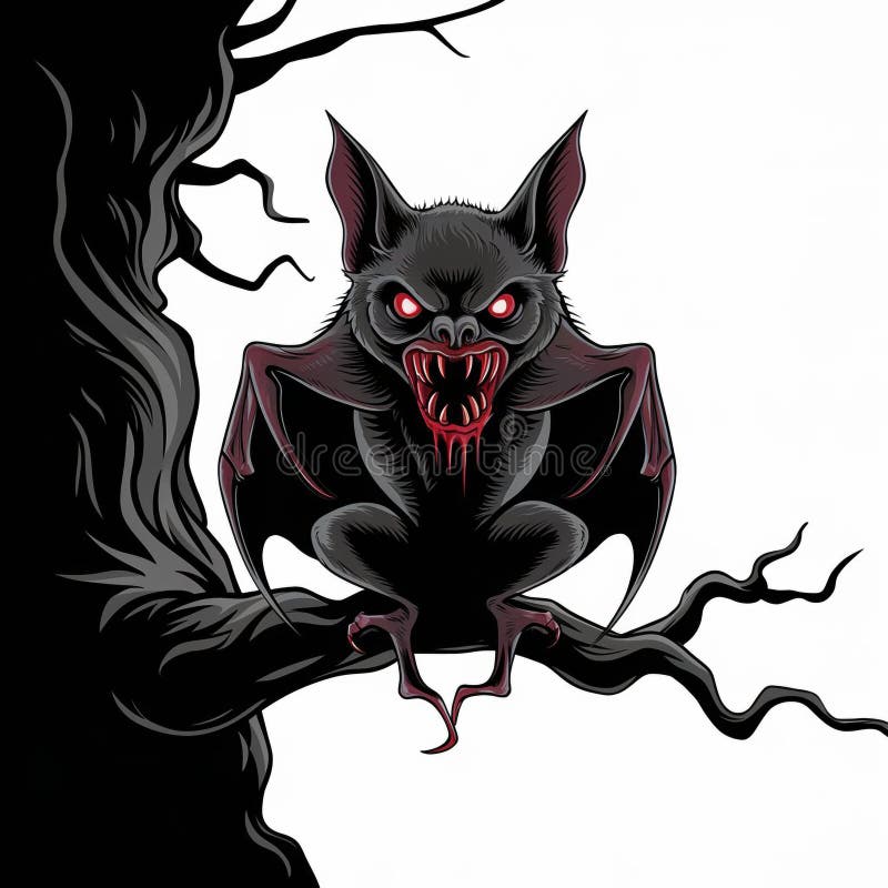 Vector Illustration of Scary ,bloody Bat at Night Stock Illustration ...