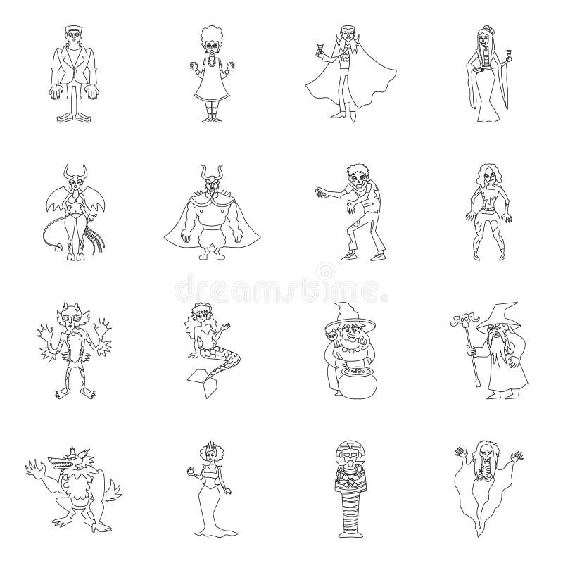 Vector Illustration of Scary and Phantom Sign. Set of Scary and Horror ...