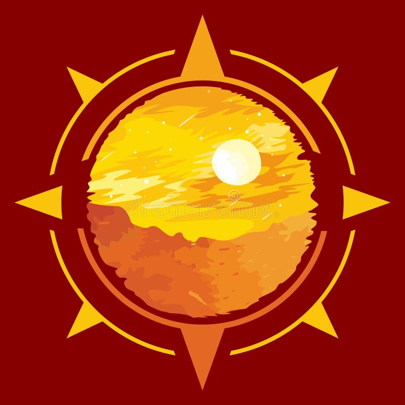 Vector Illustration of Scenery in the Desert Symbol Stock Illustration ...