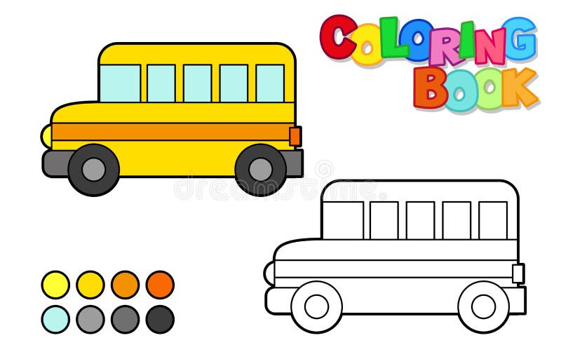 Vector Illustration of a School Bus. Coloring Book for Children. Simple ...