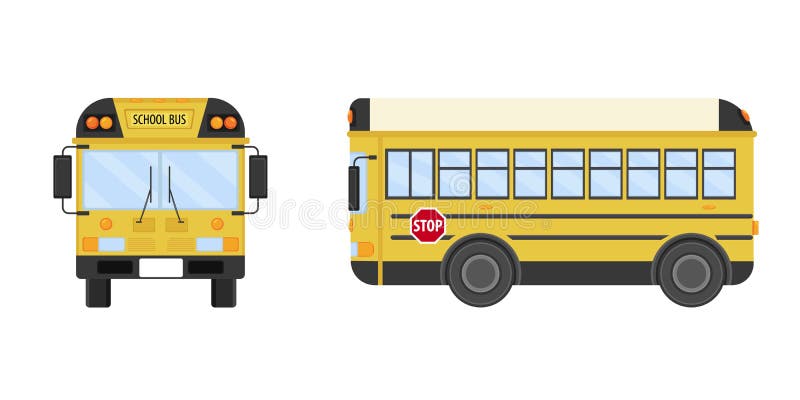 School Bus Front View and Side View Stock Vector - Illustration of ...