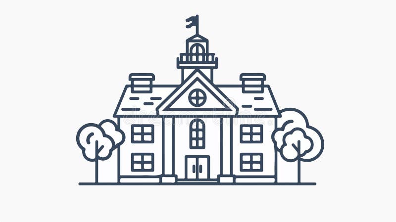 Modern School Outline Icon Vector Illustration for Educational Websites ...