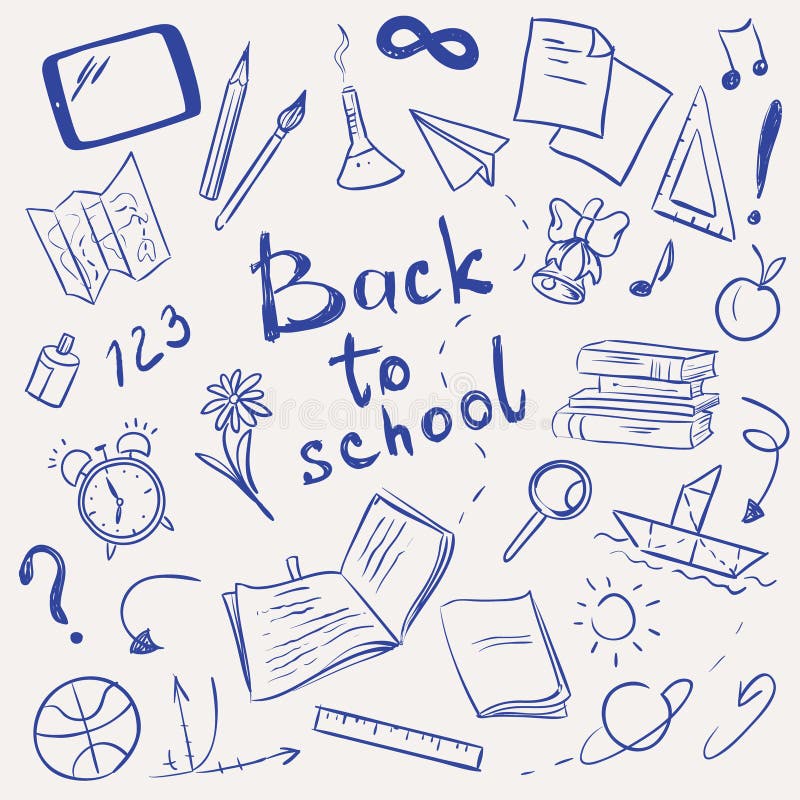 Vector Illustration with School Supplies Stock Vector - Illustration of ...