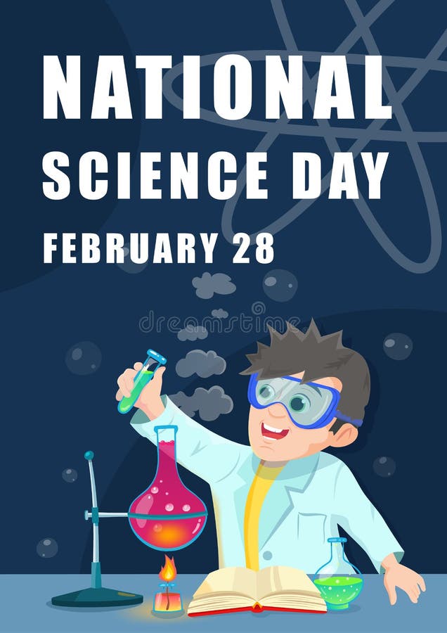 Vector Illustration Science Day Poster. Young Scientists Doing Research ...