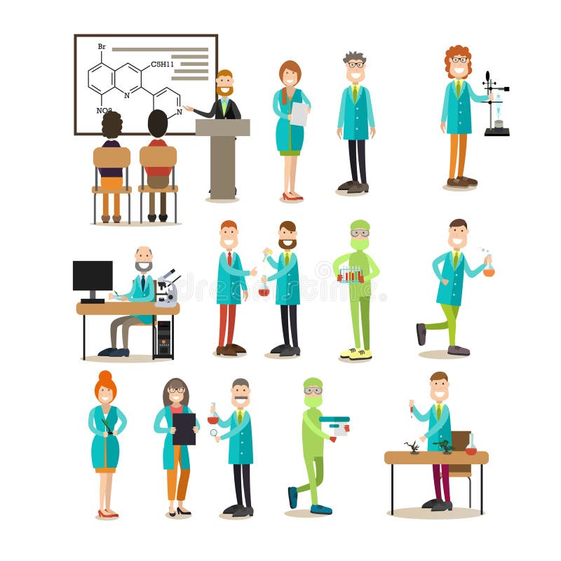 Science People in Lab, Vector Flat Isolated Illustration Stock Vector ...
