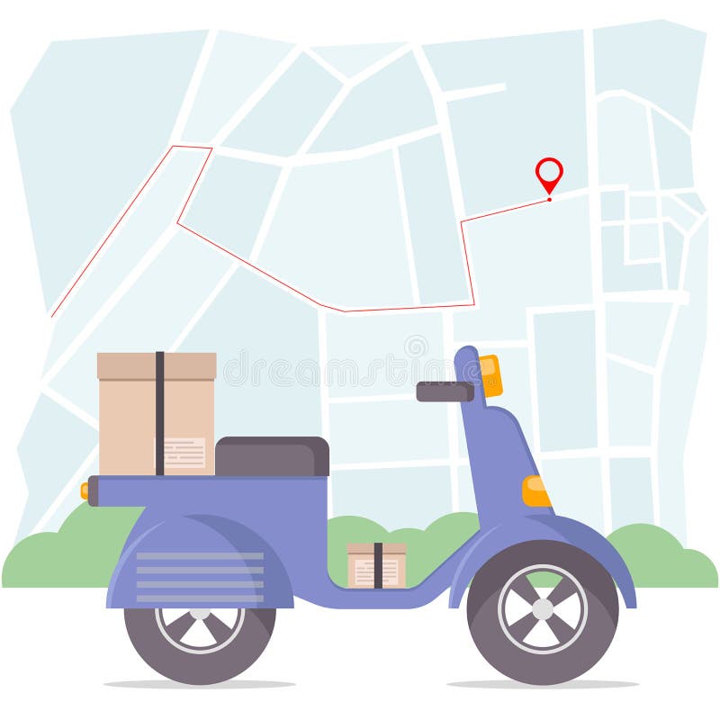 Delivery. Package. Delivery on a Scooter. Transporting a Parcel on a ...