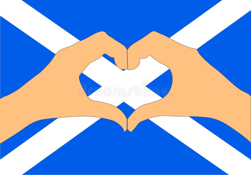 Vector Illustration of Scotland Flag and Hands Making a Heart Shape ...