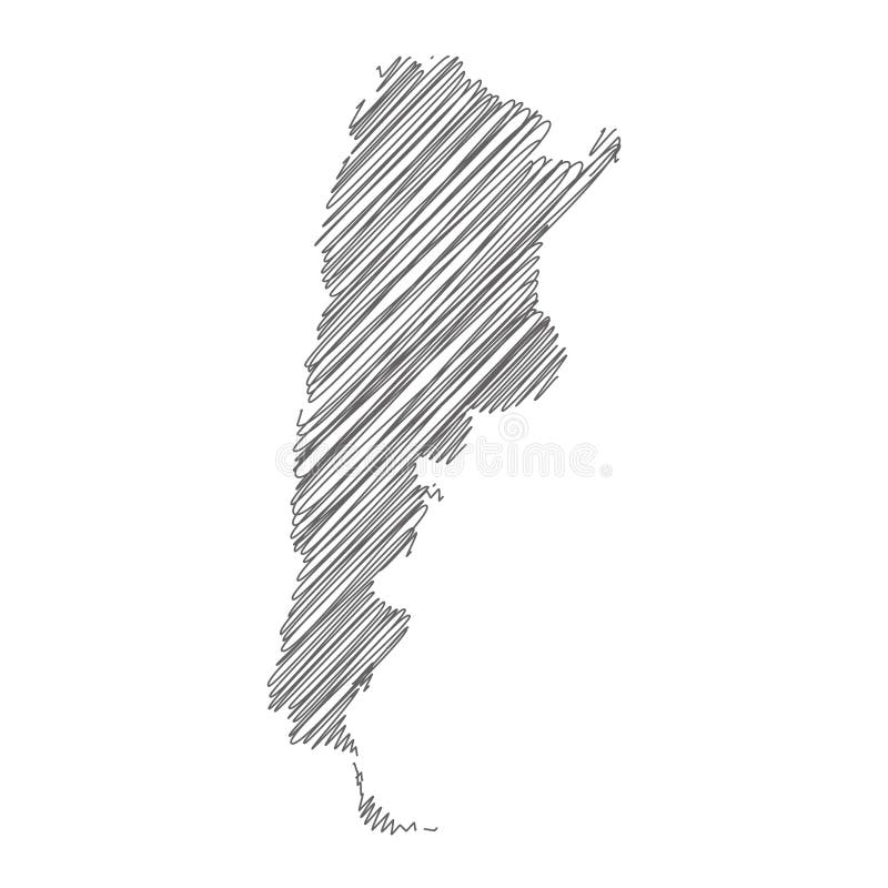 Vector Illustration of Scribble Drawing Map of Argentina Stock Vector ...