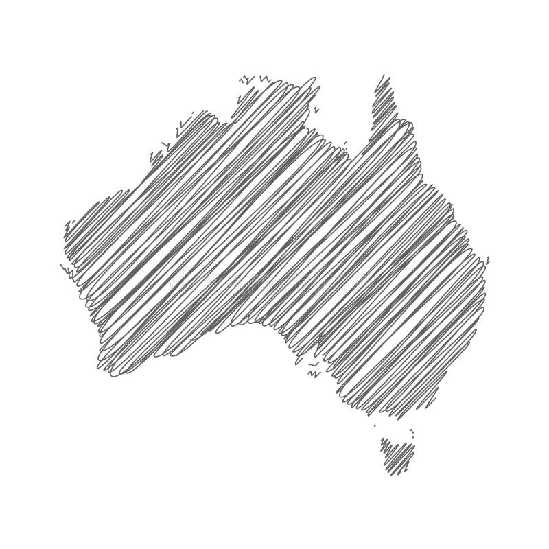 Vector Illustration of Scribble Drawing Map of Australia Stock Vector ...