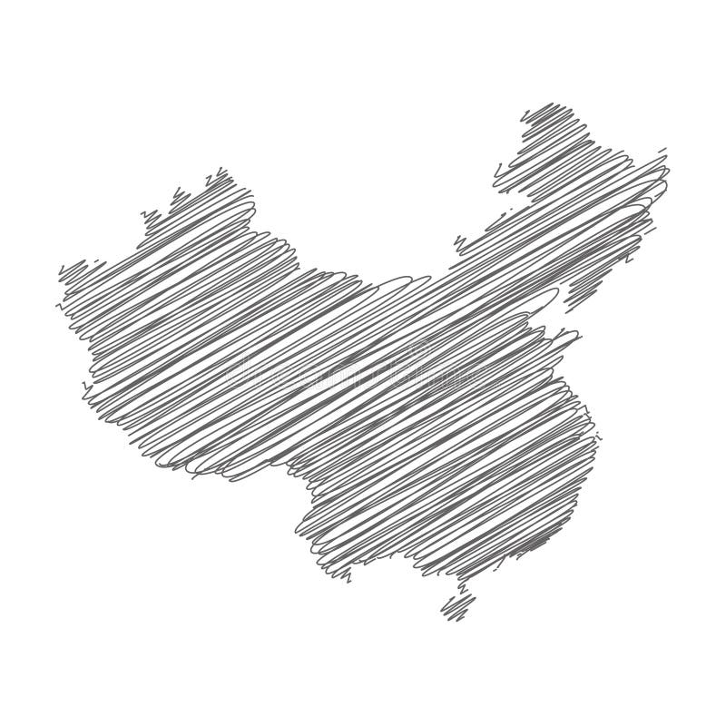 Vector Illustration of Scribble Drawing Map of China Stock Vector - Illustration of state ...