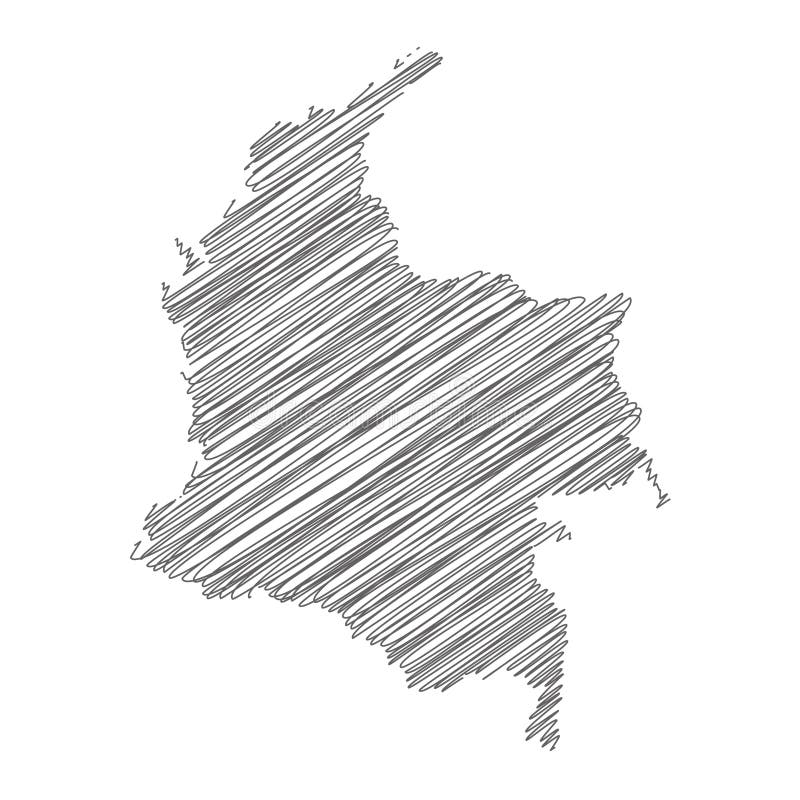 Vector Illustration of Scribble Drawing Map of Colombia Stock Vector ...