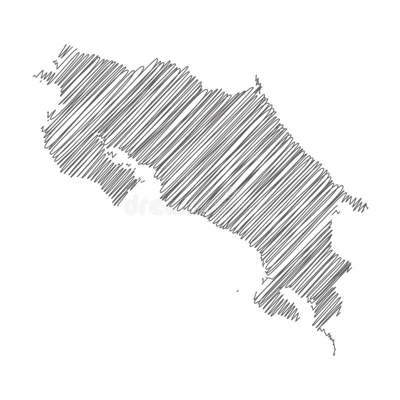Vector Illustration of Scribble Drawing Map of Costa Rica Stock Vector ...
