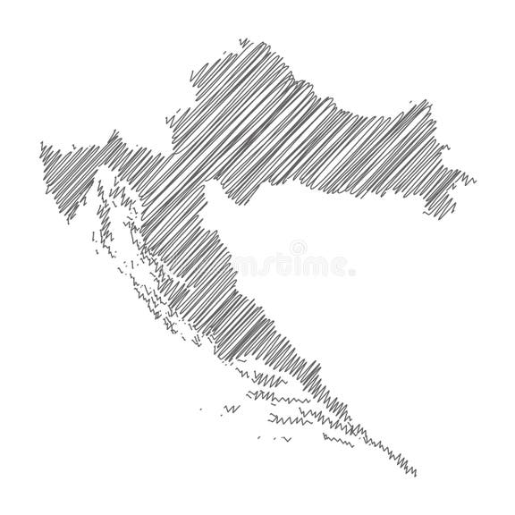 Vector Illustration of Scribble Drawing Map of Croatia Stock Vector ...