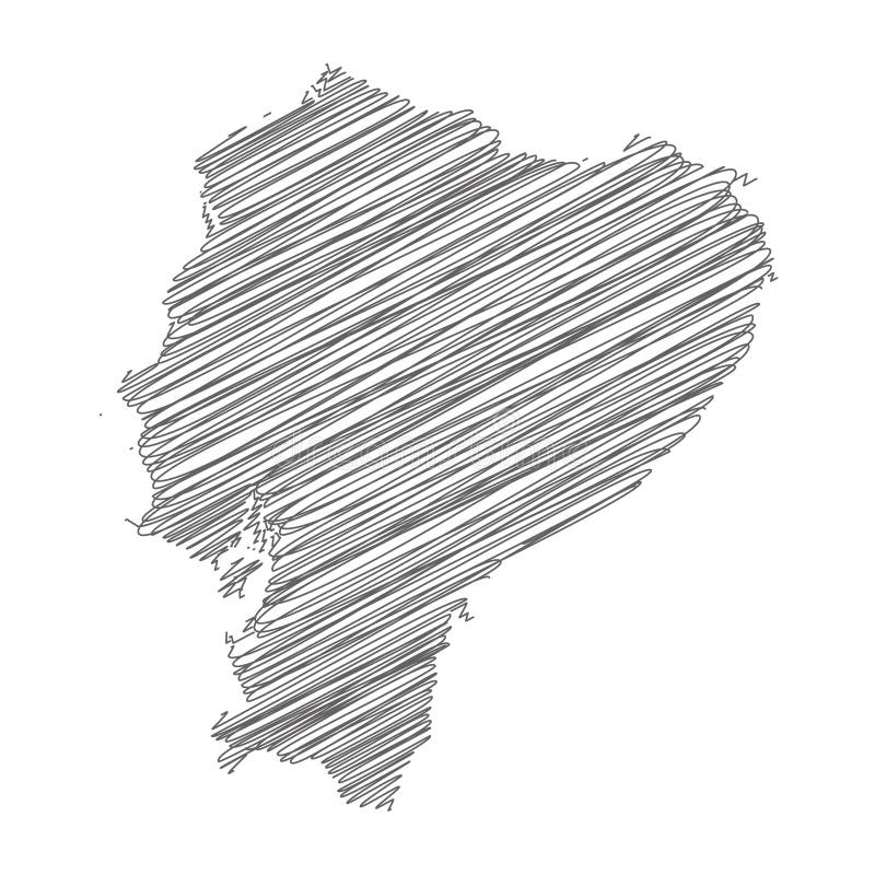 Vector Illustration of Scribble Drawing Map of Ecuador Stock Vector ...