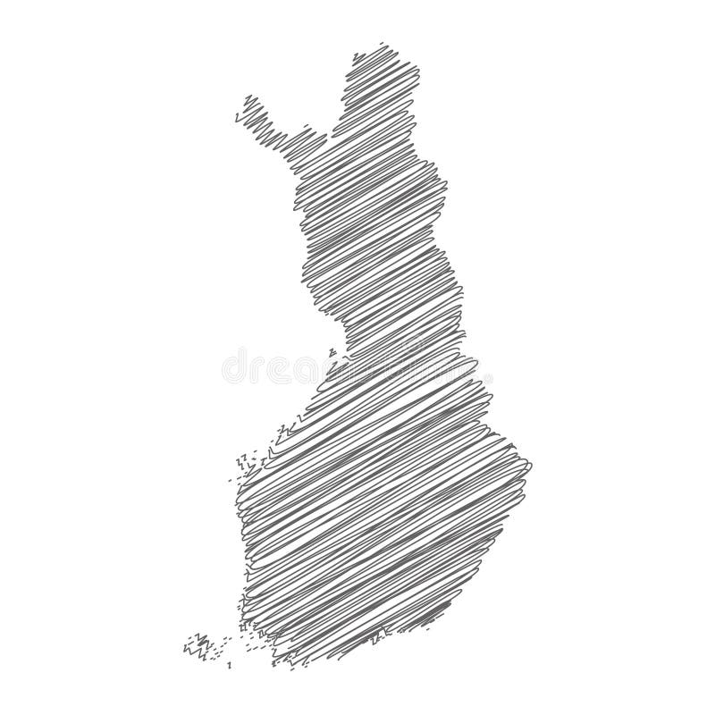 Vector Illustration of Scribble Drawing Map of Finland Stock Vector ...