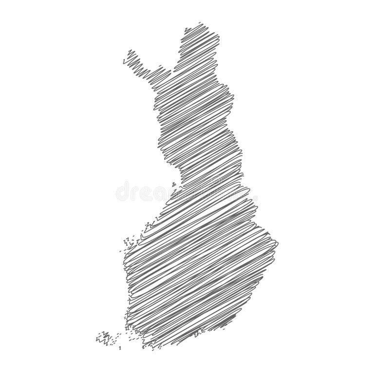 Vector Illustration of Scribble Drawing Map of Finland Stock Vector ...
