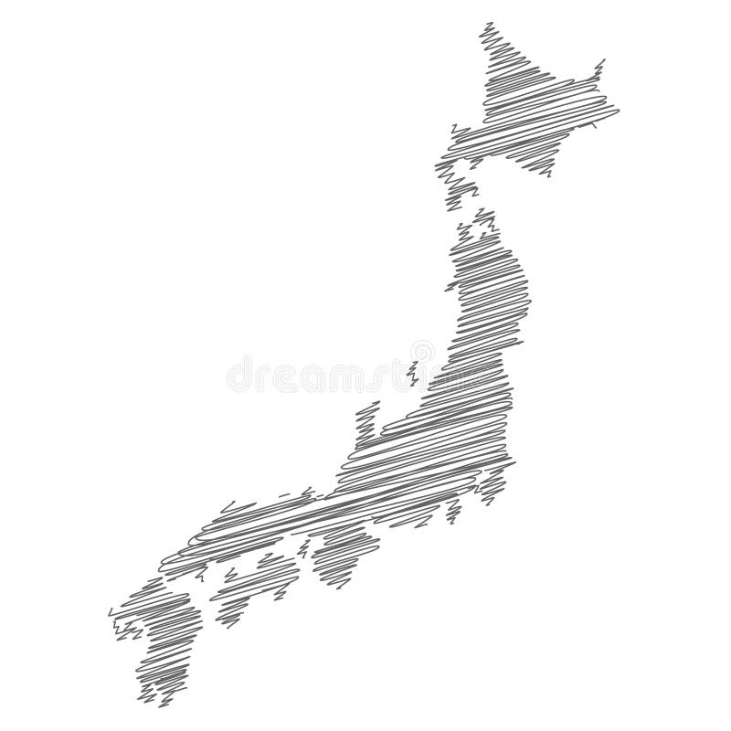 Vector Illustration of Scribble Drawing Map of Japan Stock Vector - Illustration of shape ...