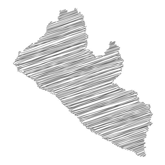 Vector Illustration of Scribble Drawing Map of Liberia Stock Vector ...