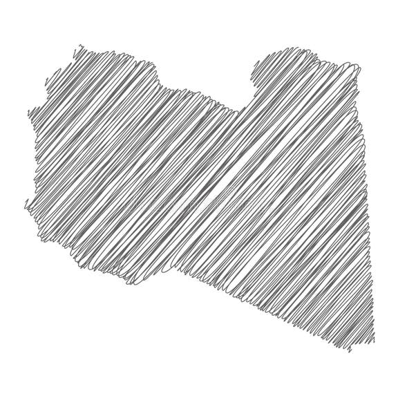 Vector Illustration of Scribble Drawing Map of Libya Stock Vector ...