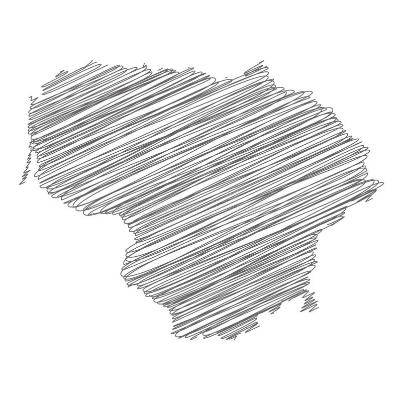 Vector Illustration of Scribble Drawing Map of Lithuania Stock Vector ...