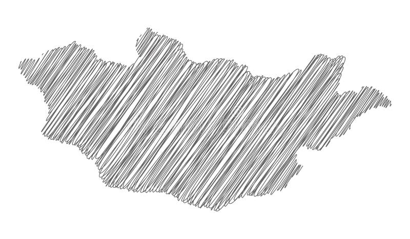 Vector Illustration of Scribble Drawing Map of Mongolia Stock Vector - Illustration of travel ...