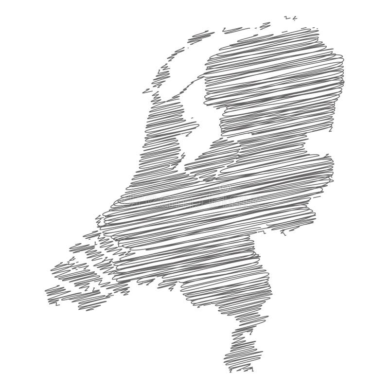Vector Illustration of Scribble Drawing Map of Netherlands Stock Vector ...
