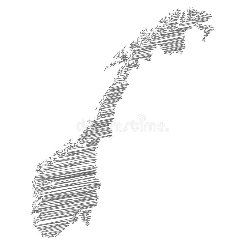 Vector Illustration of Scribble Drawing Map of Norway Stock Vector ...