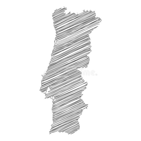 Vector Illustration of Scribble Drawing Map of Portugal Stock Vector ...