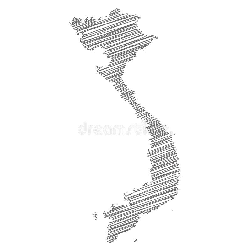 Vector Illustration of Scribble Drawing Map of Vietnam Stock Vector ...