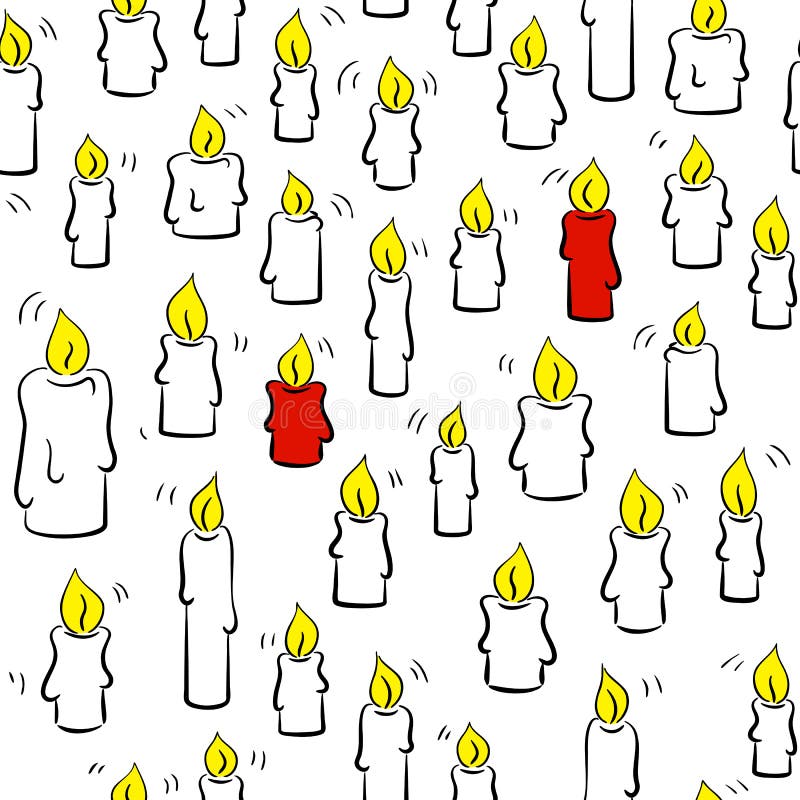 Seamless Christmas Candles Doodle Pattern Stock Vector - Illustration ...