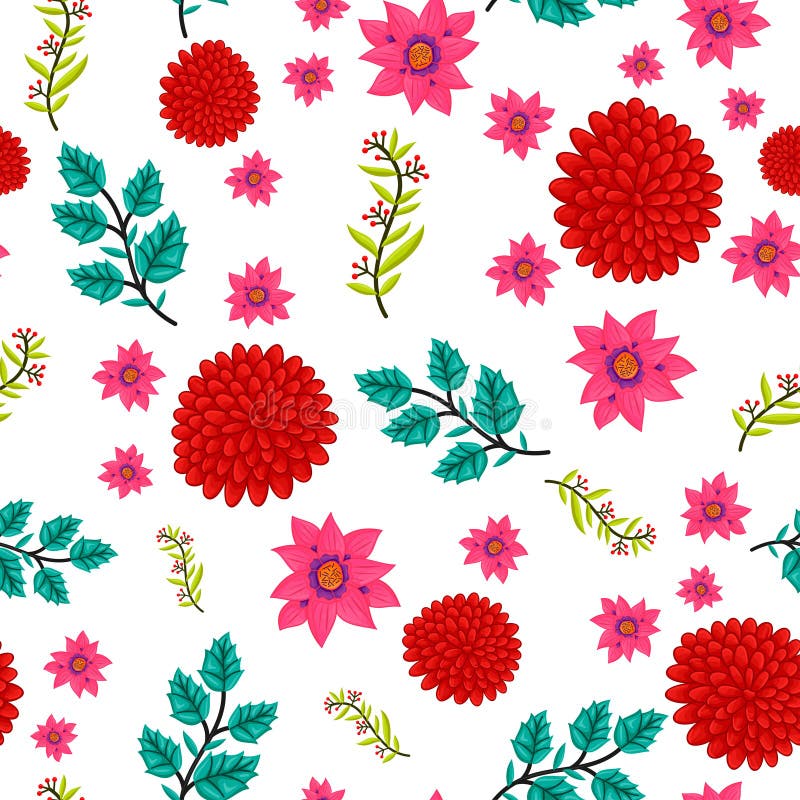 Vector Seamless Floral Leaf Pattern Background Stock Vector ...