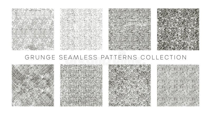 Vector Illustration of Seamless Grunge Background Patterns Collection Featuring Various ...