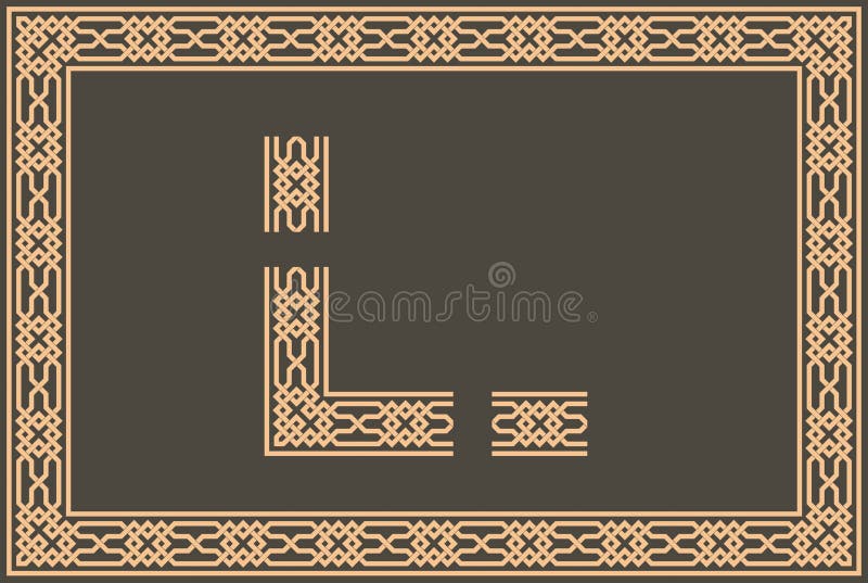 Seamless Ornamental Border with Golden Frame Corners Chain Link Shape ...