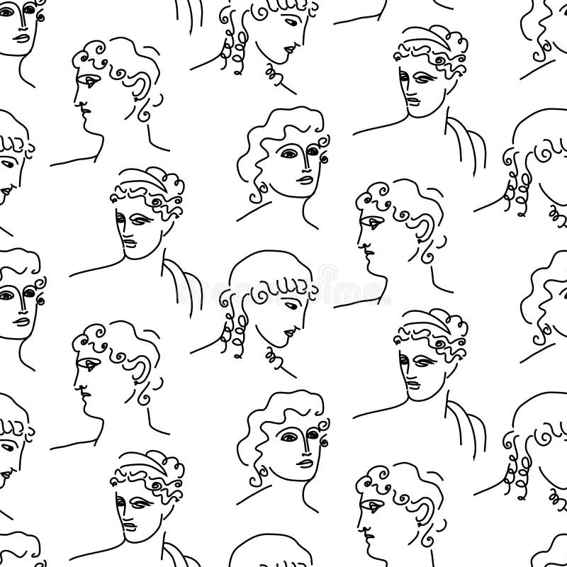 Seamless Greek Sculptures Pattern Stock Vector - Illustration of ...