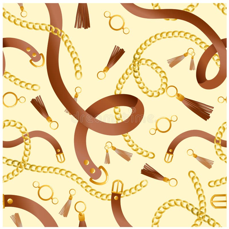 Vector Illustration of Seamless Pattern with Belts, Chain and Braid for ...