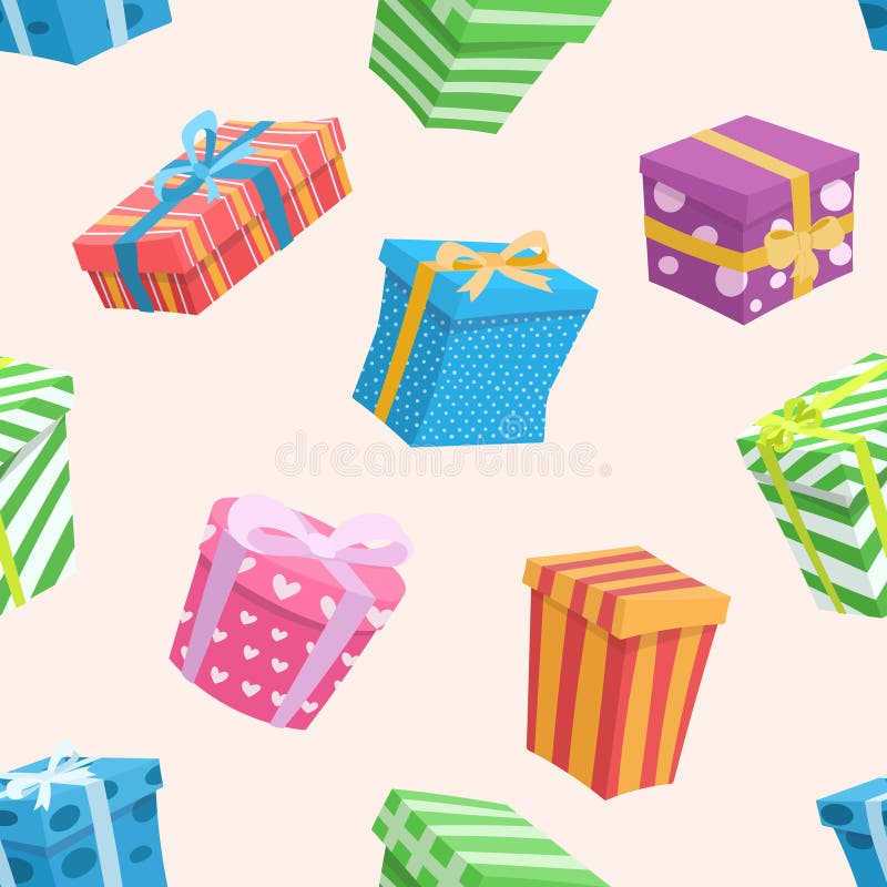 Vector Illustration Seamless Pattern with Boxes. Multicolored Cartoon ...