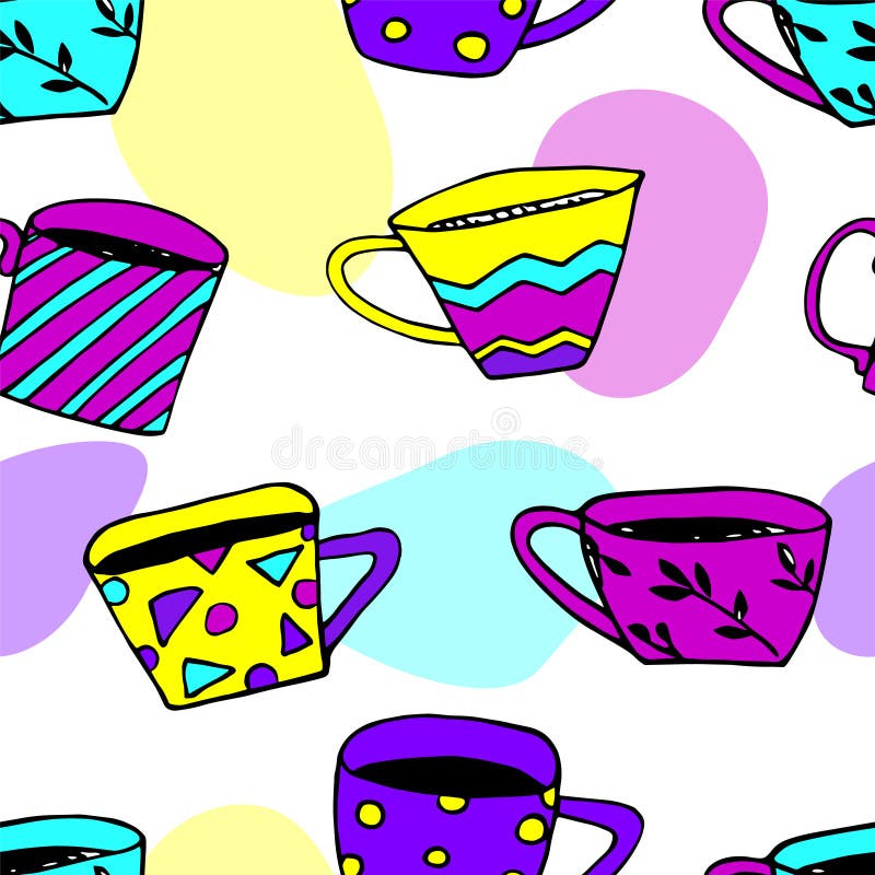Vector Illustration. Seamless Pattern with Children`s Cups Stock ...
