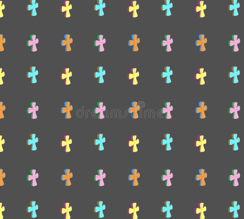 Vector Illustration Seamless Pattern of Colored Crosses on Religion ...