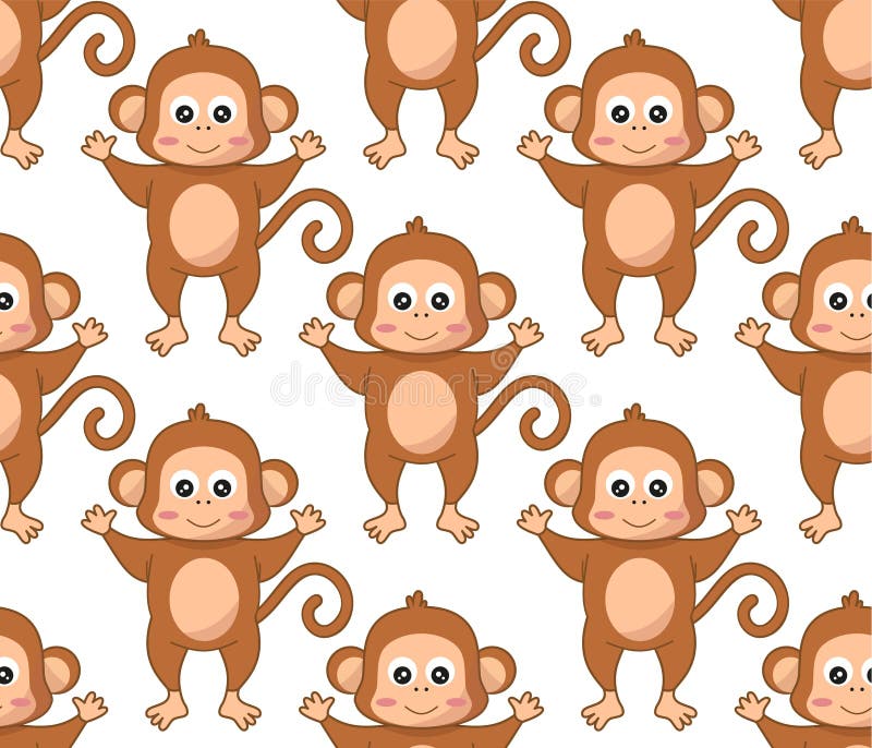 Vector Illustration of a Seamless Pattern in Monkeys Cartoon Style EPS ...