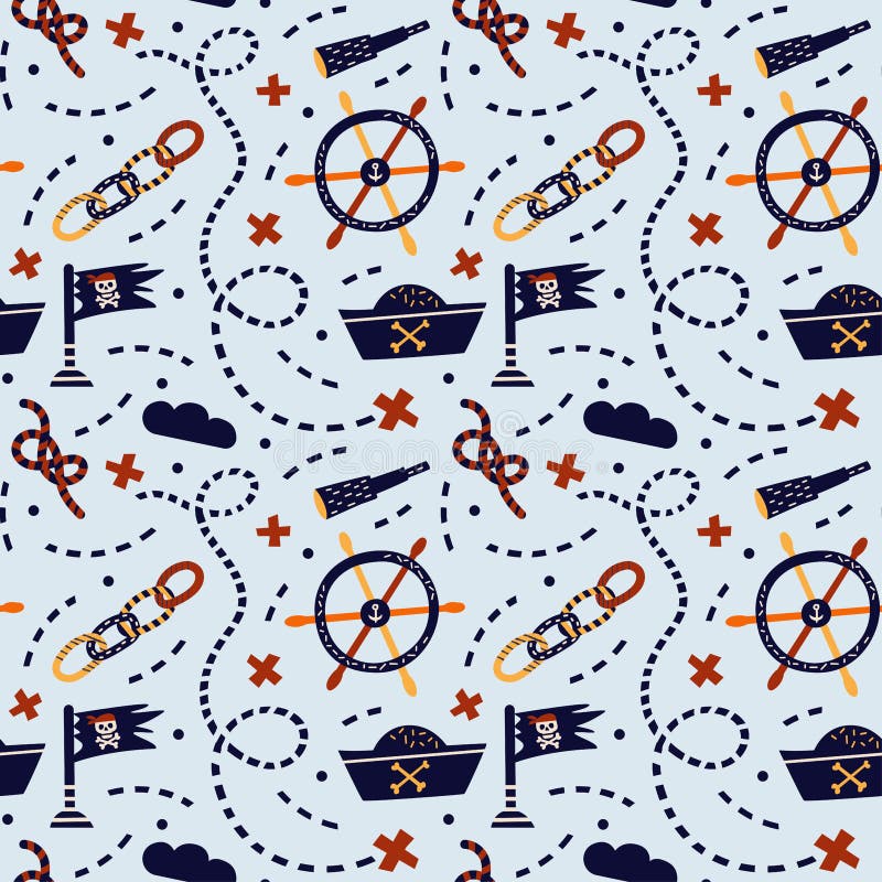 Vector Illustration of Seamless Pattern with Pirates. Stock Vector ...