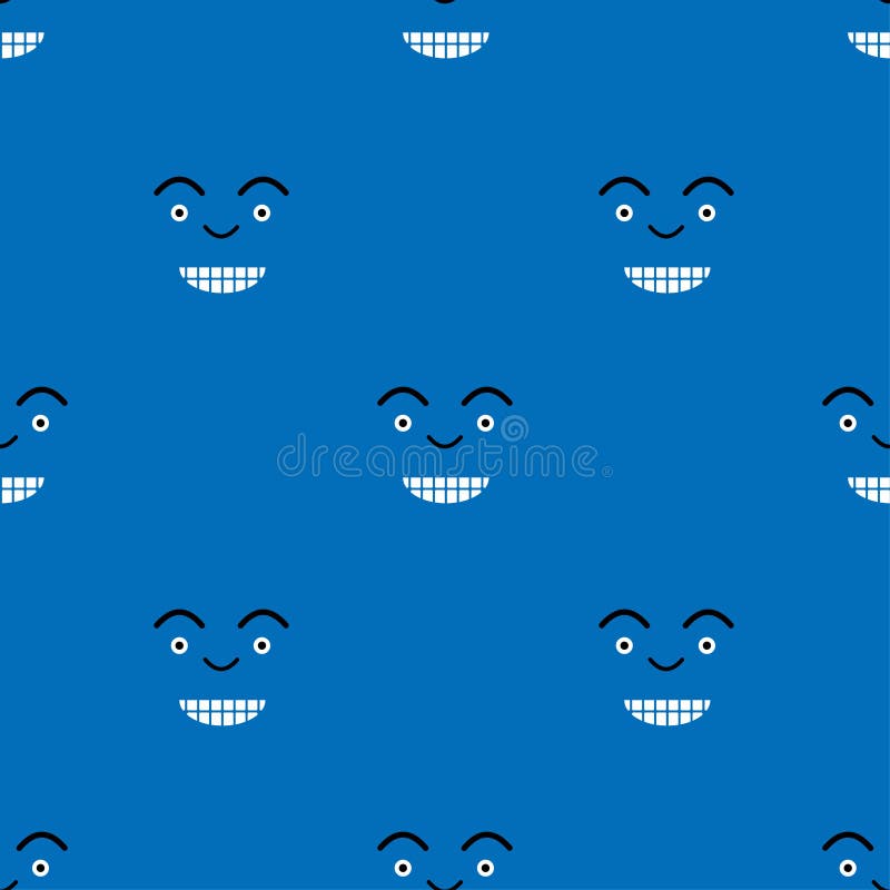 Seamless Pattern Smile on a Blue Background. Design Element for Poster ...