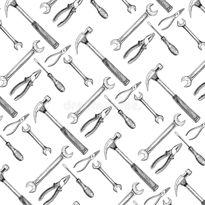 Vector Illustration. Seamless Pattern of Tools for Construction and ...