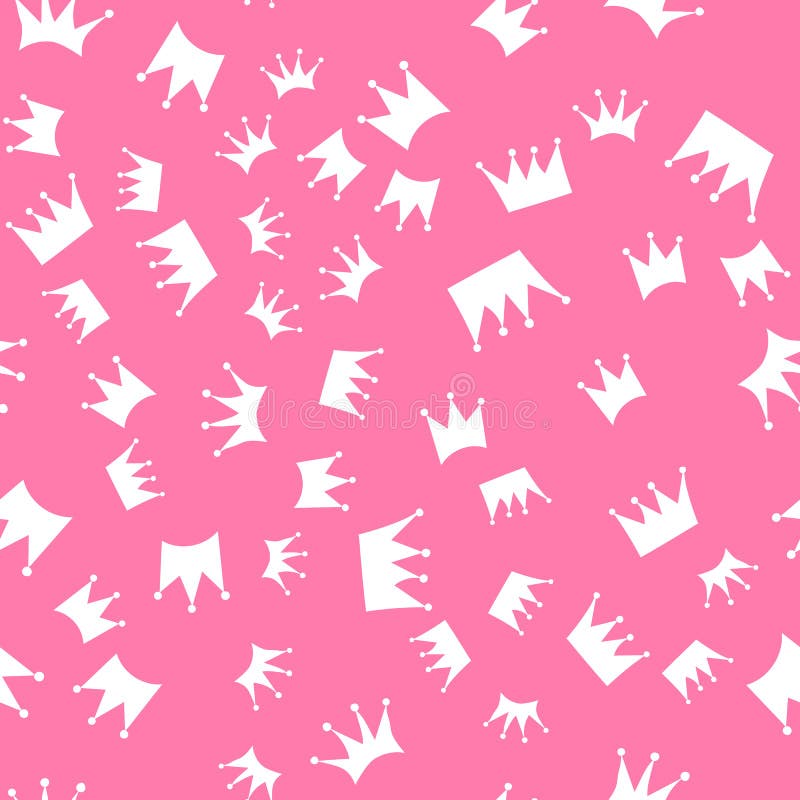 Seamless Pattern. White Silhouettes of Crowns on a Pink Background ...