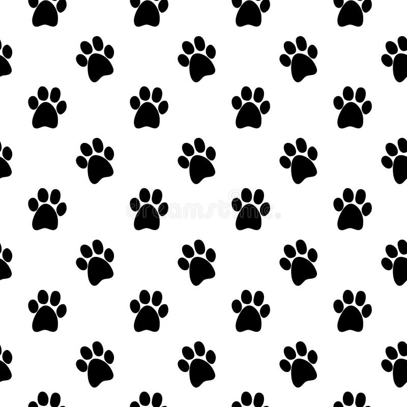 Vector Illustration Seamless Texture Composed with Sketches of Dog Paw ...