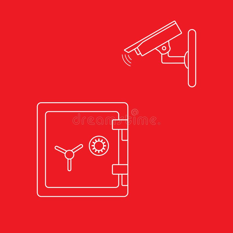 Vector Illustration with Security Camera and Safe Stock Vector ...