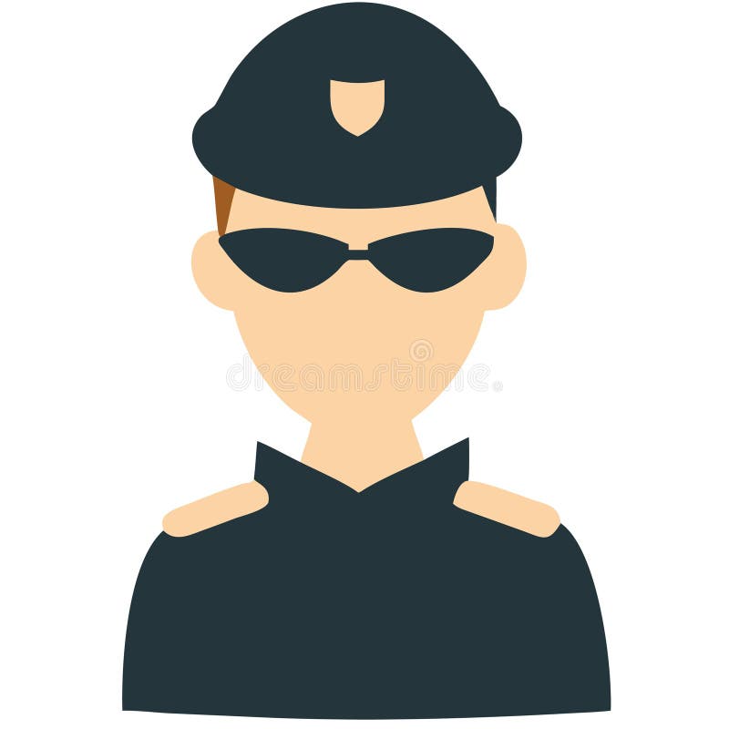 Vector Illustration of Security Guard in Uniform with Hat and ...