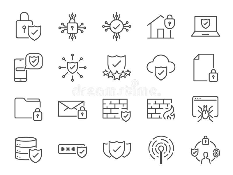 Security Line Icons. Included Icons As Cyber Lock, Password, Unlock ...